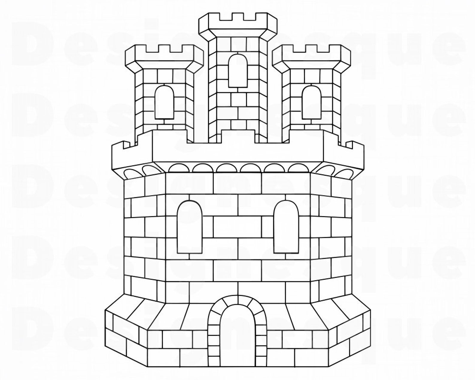 Castle Tower Outline SVG Castle Svg Castle Clipart Castle | Etsy