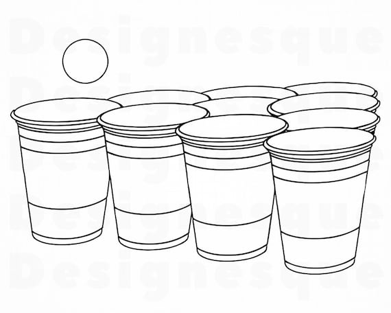 Beer Pong Outline SVG Beer Pong Clipart Beer Pong Files for | Etsy