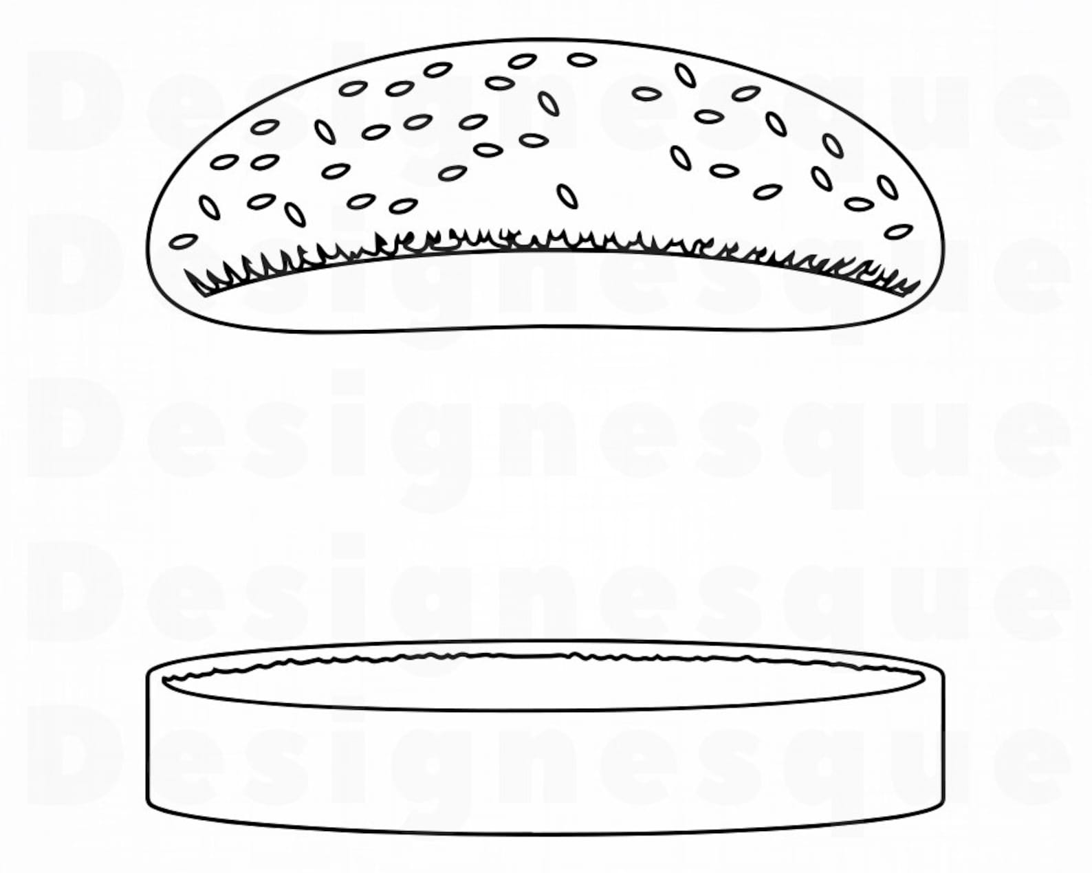 Burger Bun Outline SVG Burger SVG BBQ Svg Burger Clipart | Etsy