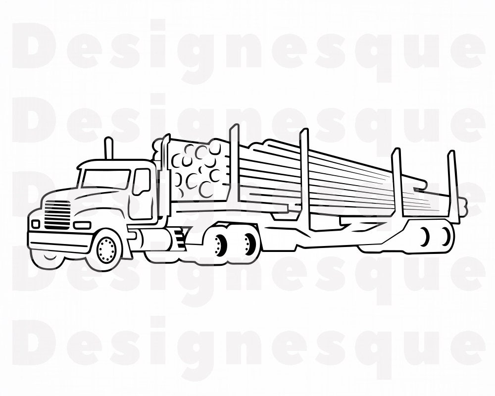 Logging Truck Outline 2 SVG Truck SVG Trucking Svg Logging | Etsy