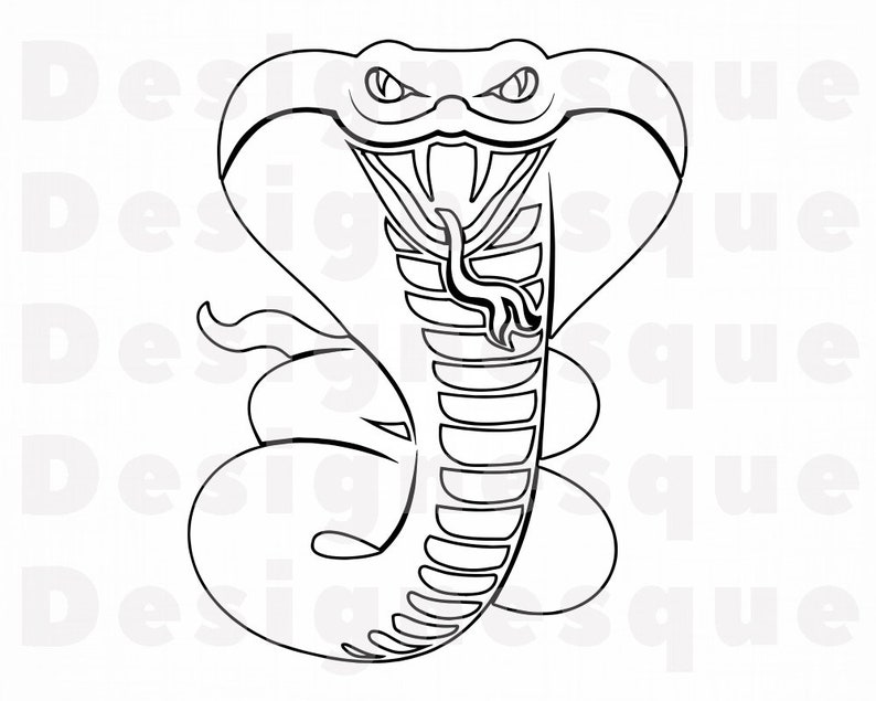 Cobra Outline 5 SVG Cobra SVG Snake Svg Cobra Clipart | Etsy
