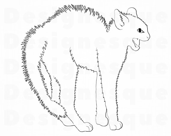 Scared Cat Outline 2 SVG Cat Svg Cat Hissing Svg Cat | Etsy