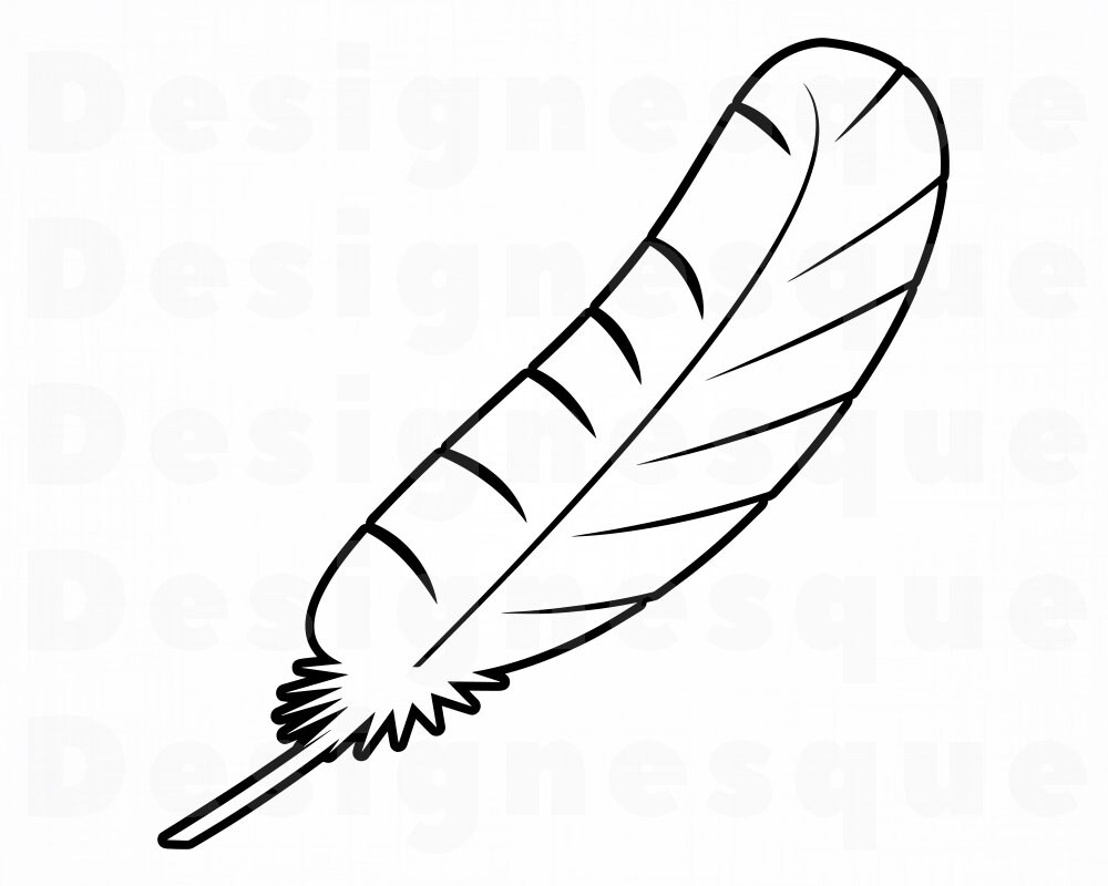 Feather SVG Feather Outline SVG Eps Dxf Feather Clipart Cut Files For ...