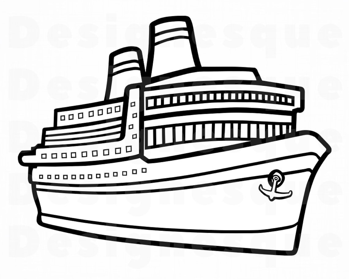 Cruise Ship Outline SVG Vacation SVG Cruise Ship Clipart | Etsy Israel