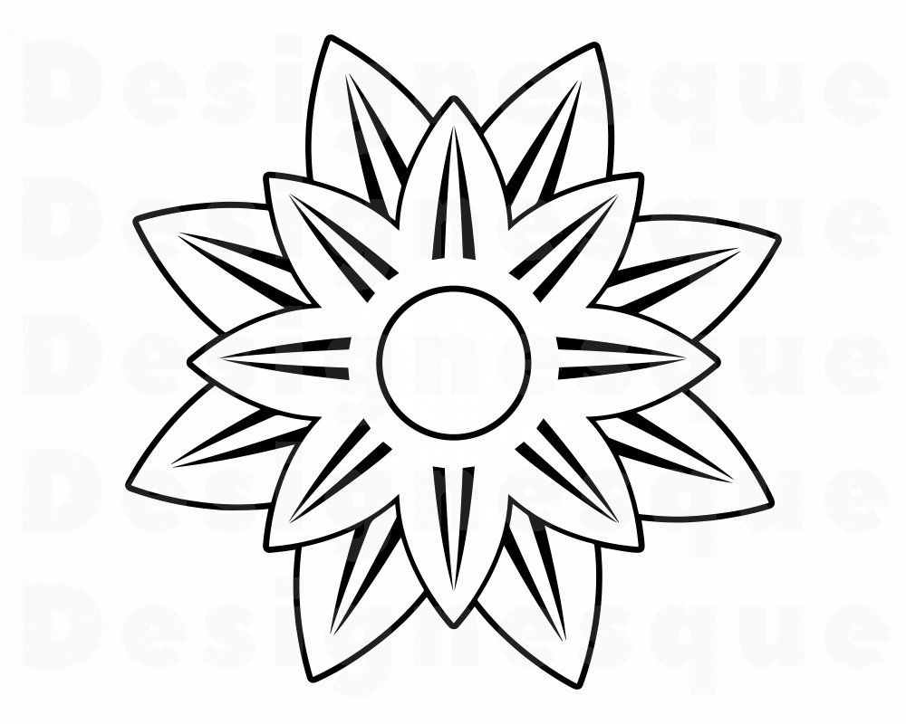 Symmetrical Flower Outline 3 SVG Flower Svg Decorative Svg | Etsy