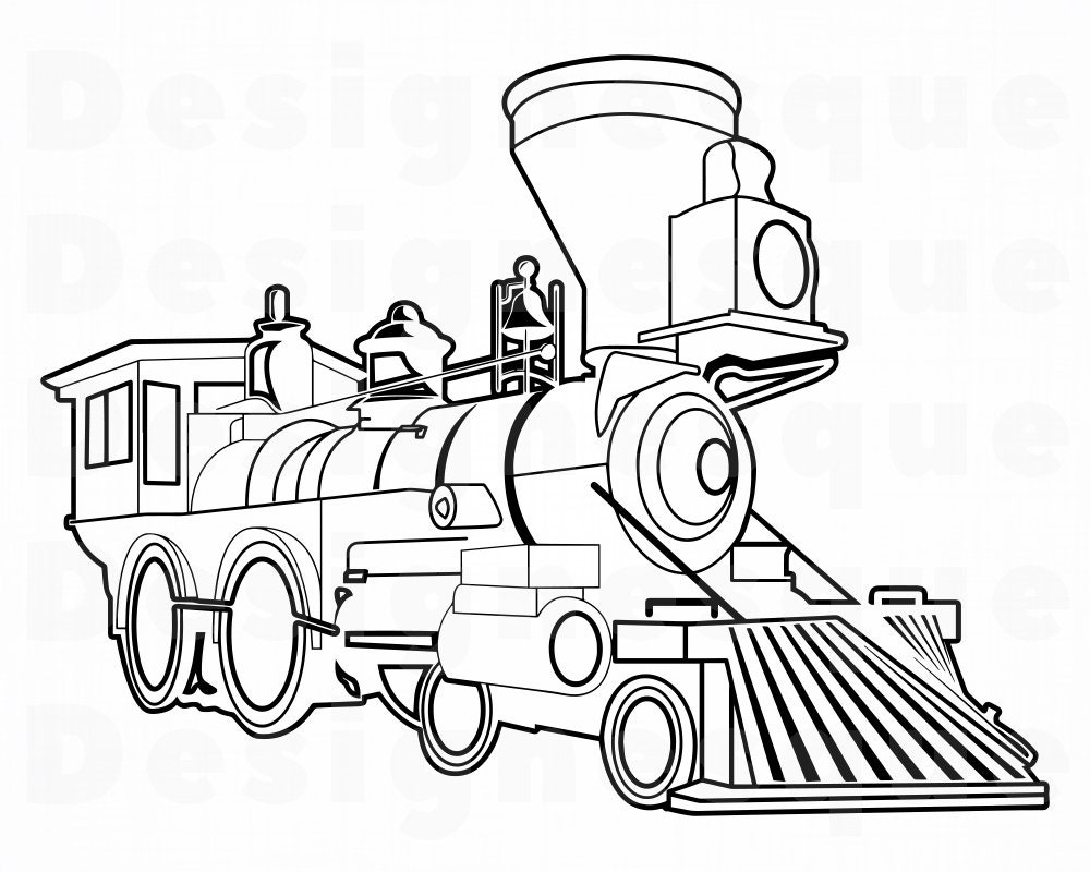 Train Outline 3 Svg Train Svg Steam Engine Svg Locomotive Etsy