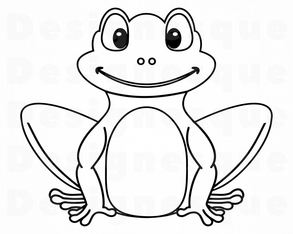 Vector Frog Dxf Cute Frog Outline SVG Frog Cut Files For Silhouette ...