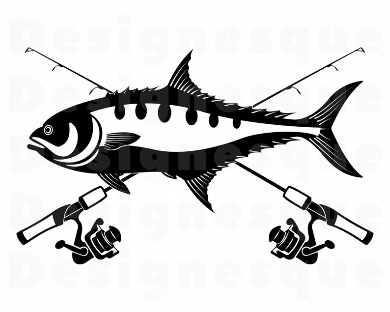 Fishing Files for Cricut Eps Vector Dxf Png Queenfish Fishing SVG Fish ...