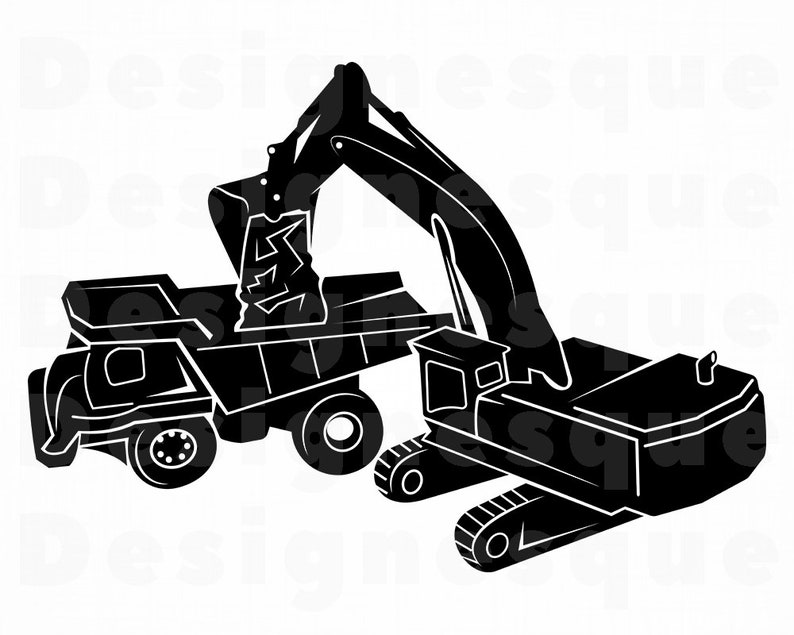 Dxf Eps Excavator #2 SVG Excavator Cut Files For Silhouette Heavy ...