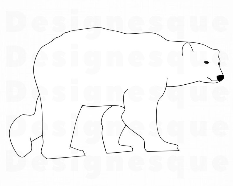 Polar Bear Outline SVG Polar Bear SVG Bear Svg Polar Bear Etsy