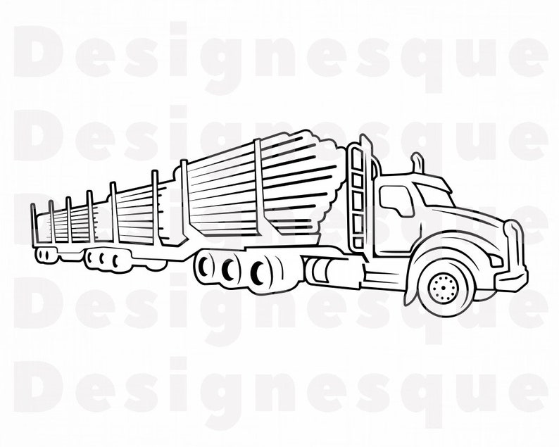 Logging Truck Outline #3 SVG Trucking Svg Truck SVG Logging Svg Truck ...