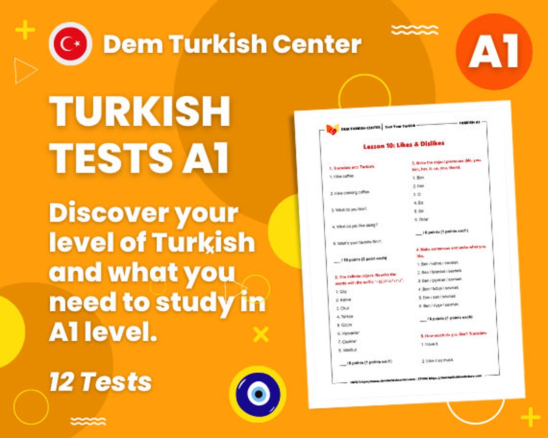 Test Your Turkish A1 | Turkish Language Lessons | Language Learning - Etsy