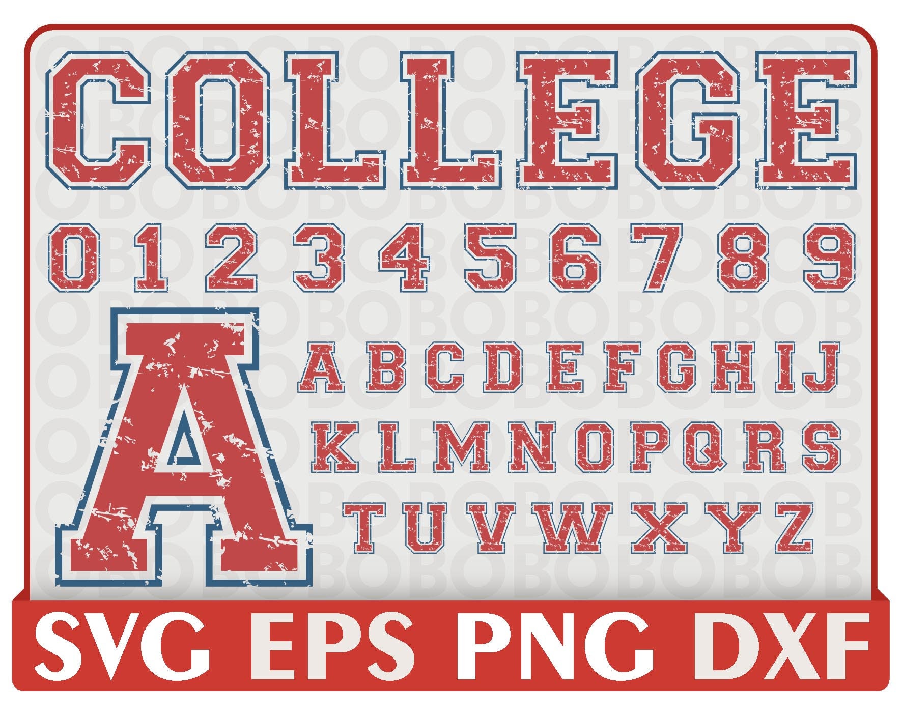 FONT Distressed College Letter Varsity Alphabet Clipart | Etsy