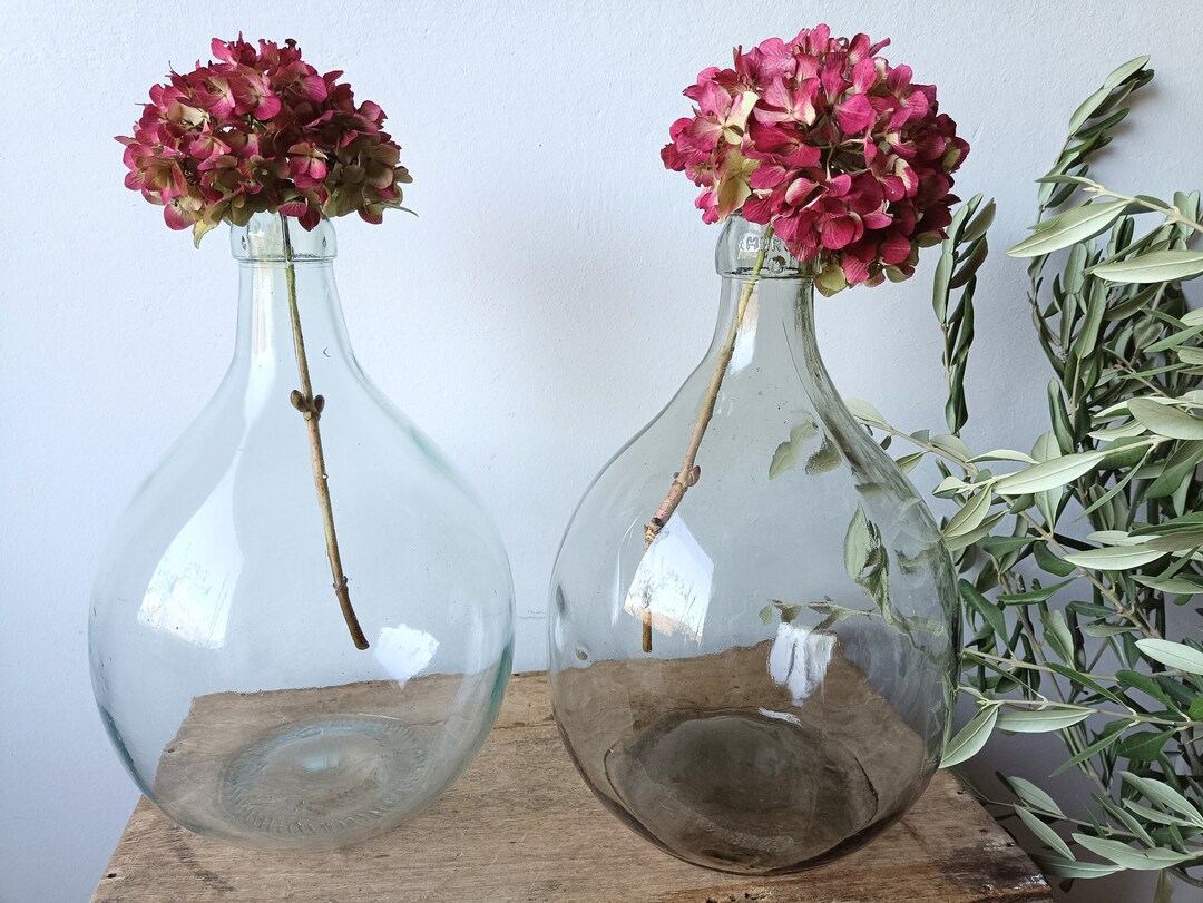 Vintage Demijohn, Old Demijohn, Gray Glass Bottle, Clear Demijohn ...