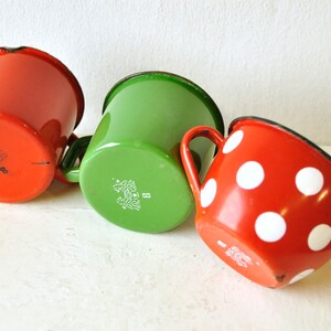 Vintage Enamel Emo Cup Mug, Emo Yugoslavia, Green Red Polka Dot Cup Mug ...
