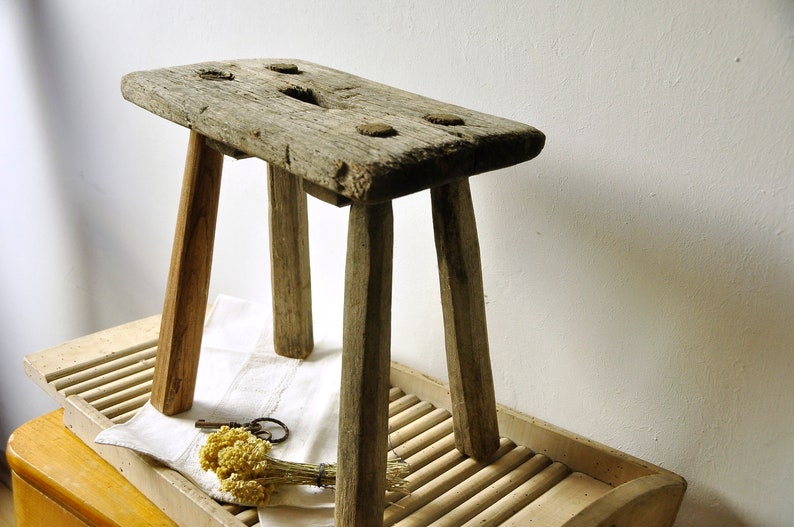 Antique Milk Stool Old Milking Stool Rustic Wooden Stool - Etsy
