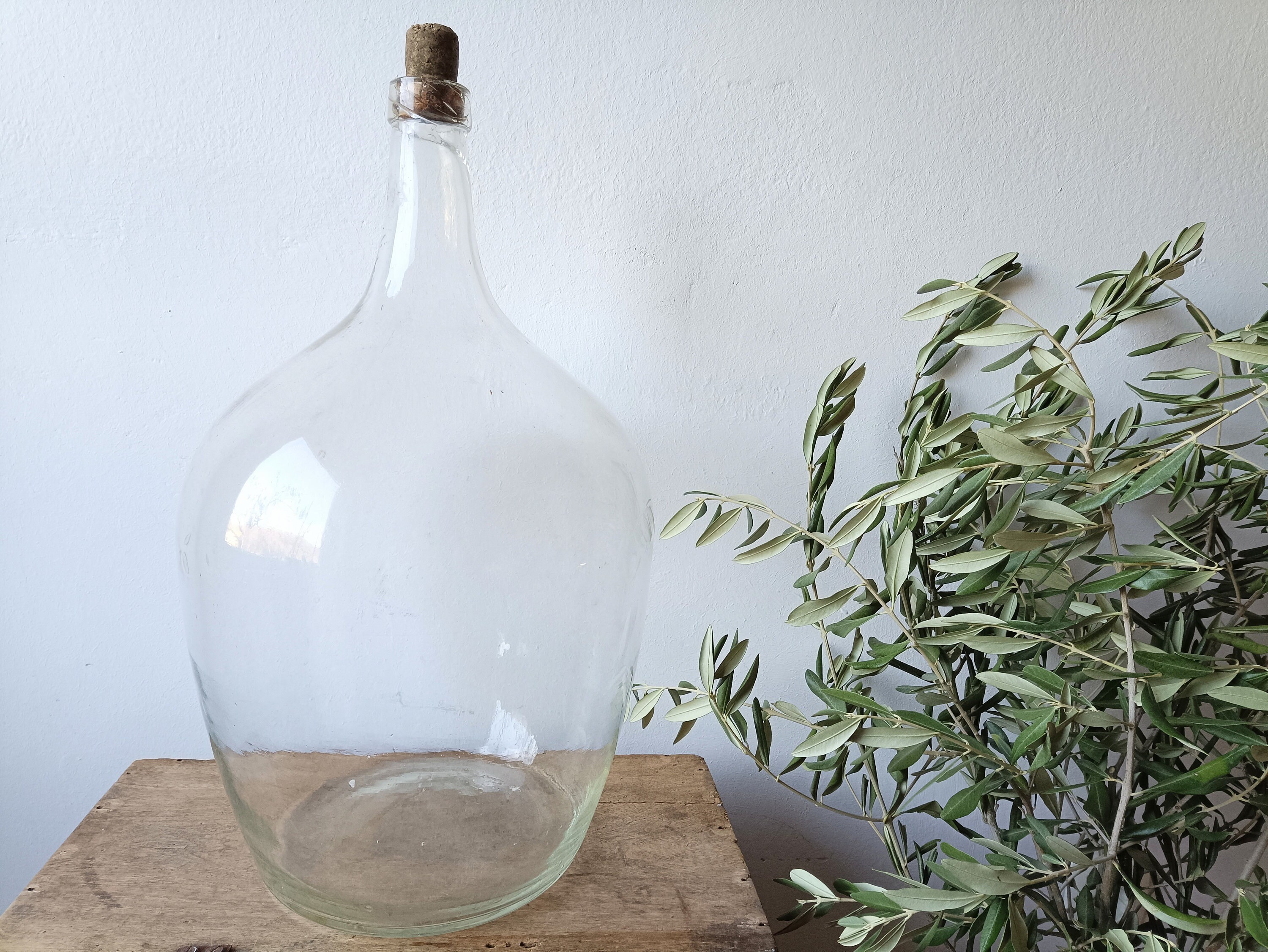 Vintage Demijohn Clear Glass Bottle Hand Blown Demijon - Etsy