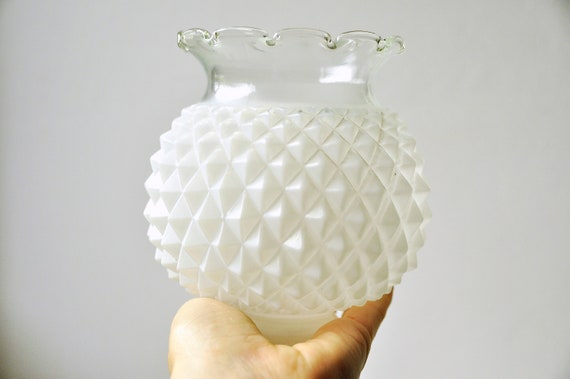 Vintage glass shade white glass shade glass relief pattern | Etsy