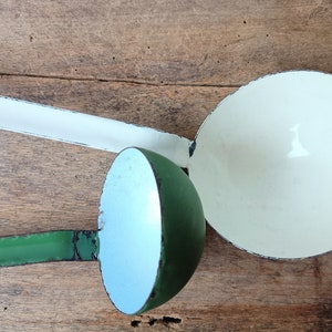 Vintage Enamel Ladle, Ladle Skimmer, Vintage Enamel Emo, Enamel Soup ...