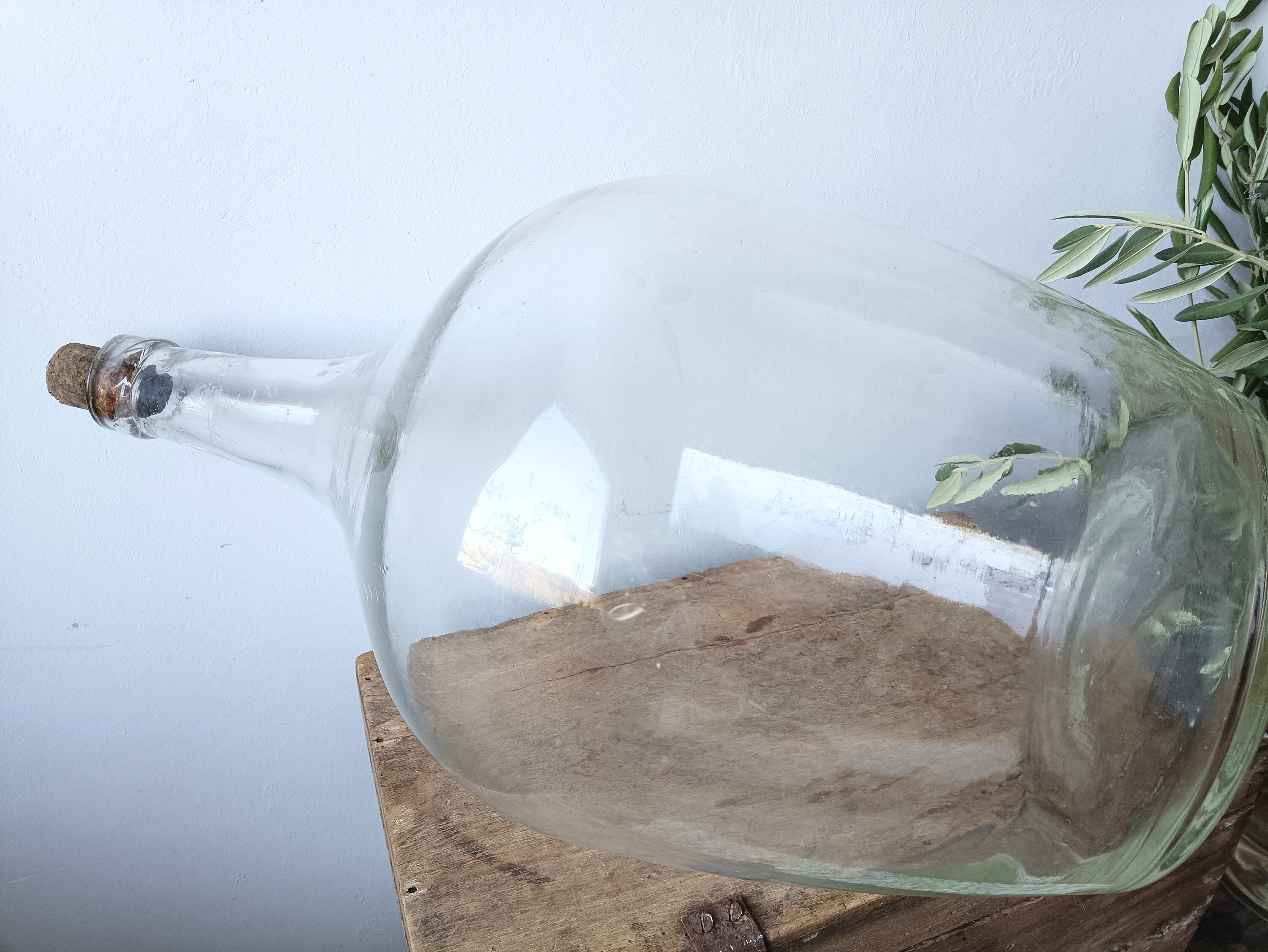 Vintage Demijohn Clear Glass Bottle Hand Blown Demijon - Etsy