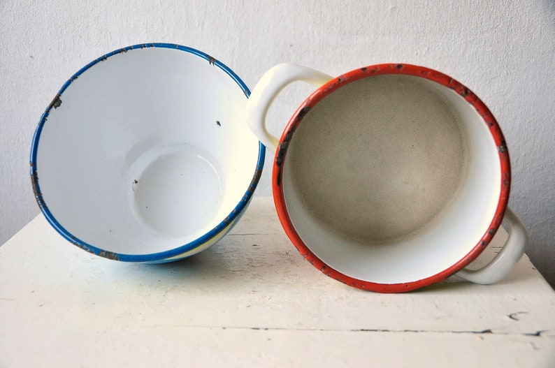 Vintage Colorful Emo Emo Enamel Pot Emo Enamel Bowl White - Etsy