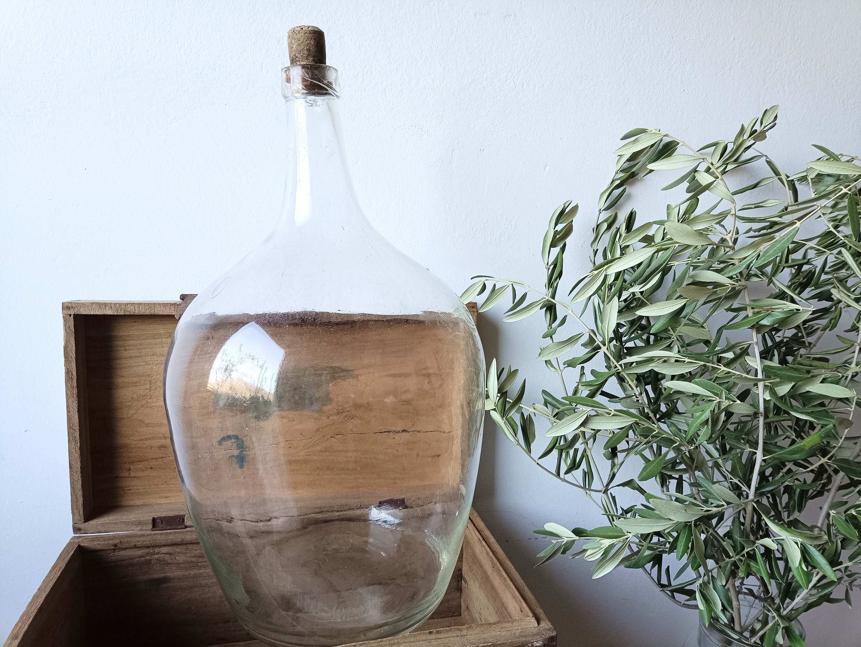 Vintage Demijohn Clear Glass Bottle Hand Blown Demijon - Etsy