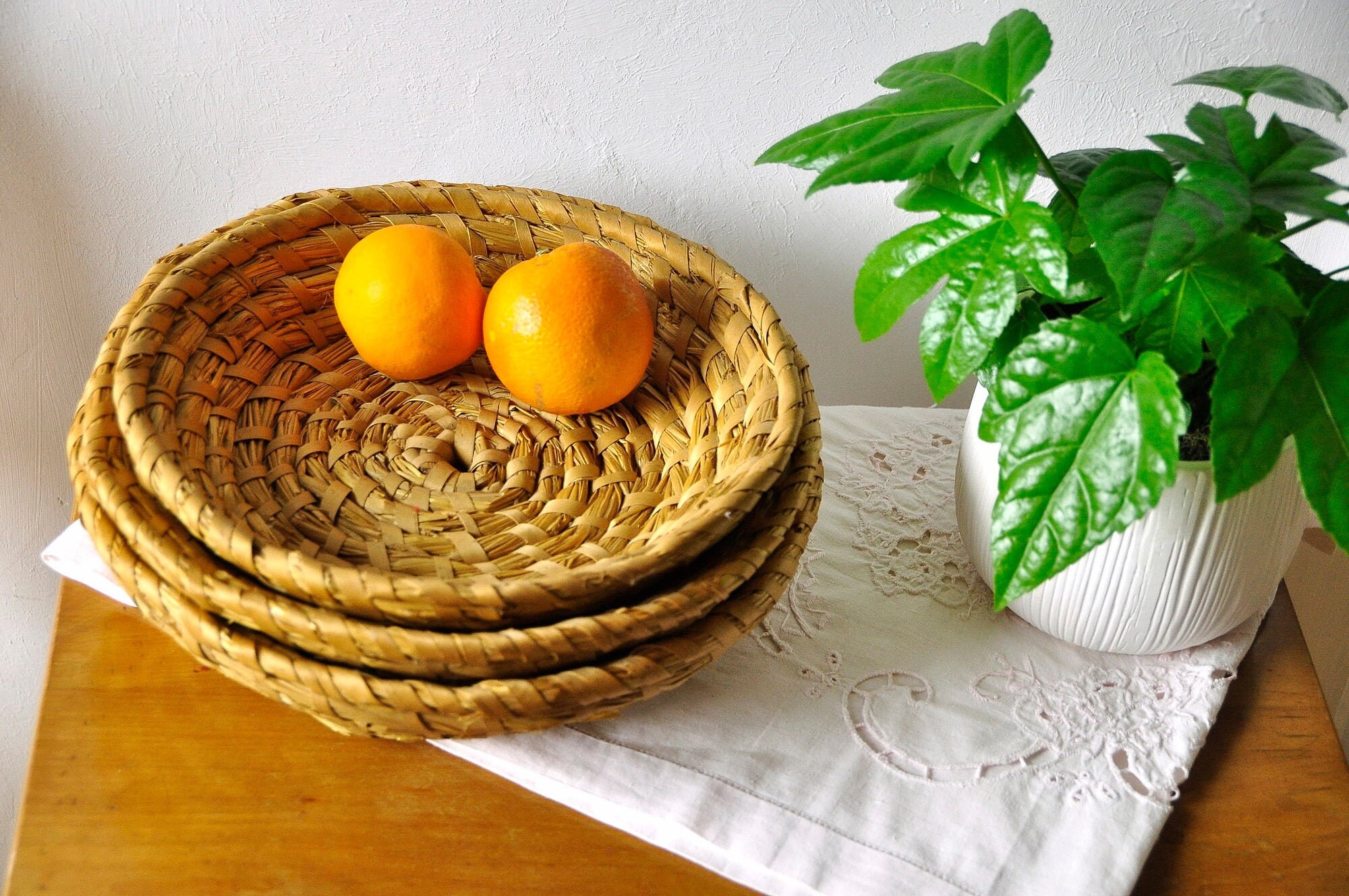 Vintage Wicker Basket Set of 3 Trivet Basket Wall Art | Etsy