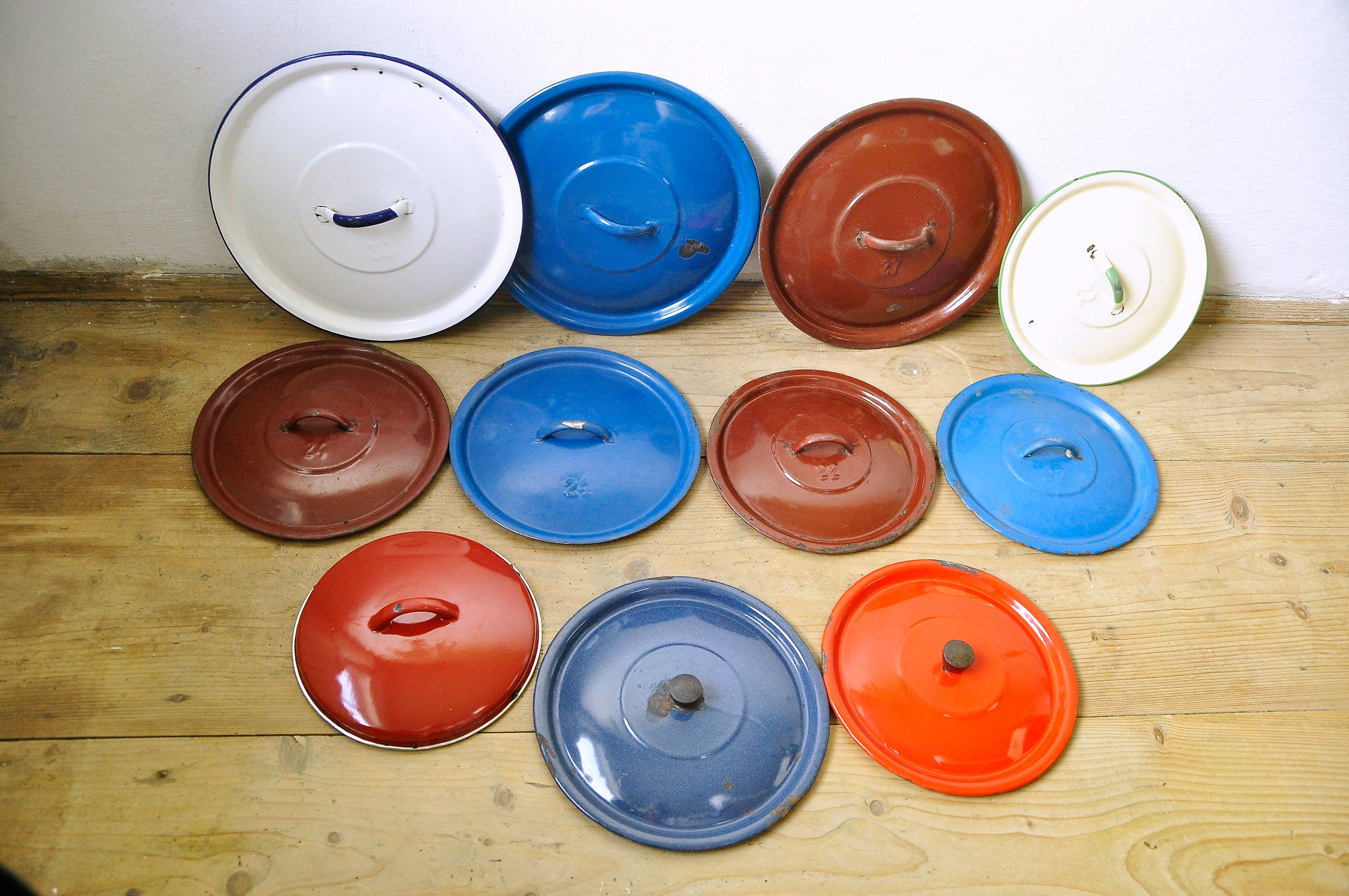 Vintage Enamel Lid Large enamel lid Cooking Pot Lid Blue | Etsy