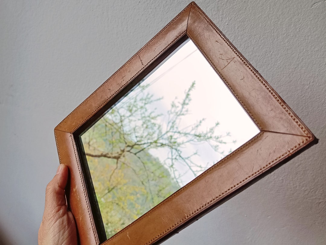 Vintage Leather Frame, Retro Photo Frame, Frame With Mirror, Vintage ...