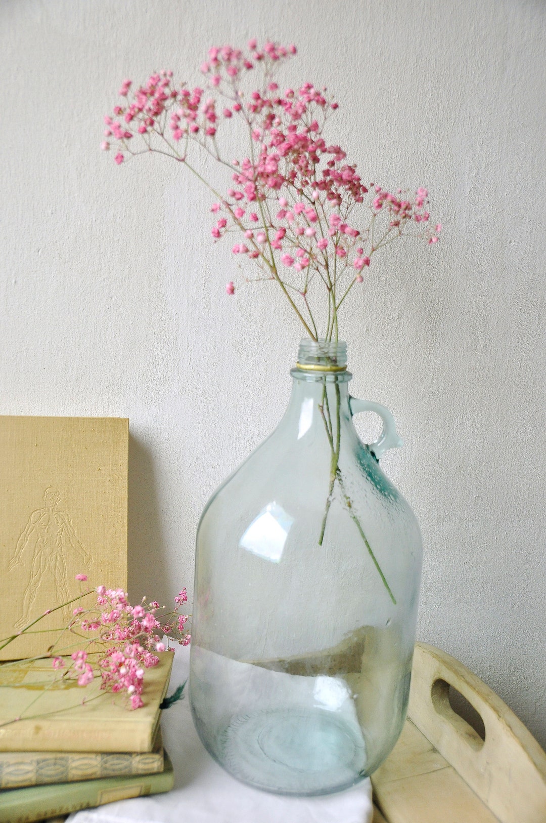Vintage Blue Demijohn, Light Blue Demijohn, Light Blue Vase, Blue Glass ...