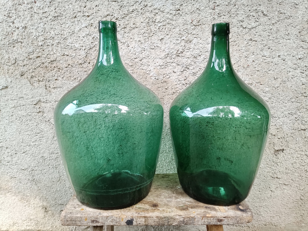 Antique Demijohn, Old Demijohn, Green Demijohn, Green Carboy, Hand ...