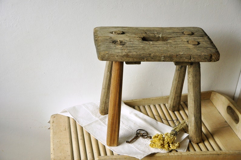 Antique Milk Stool Old Milking Stool Rustic Wooden Stool - Etsy