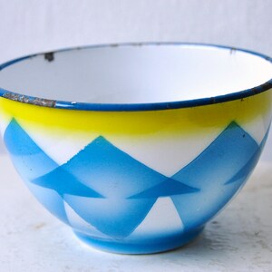 Vintage Colorful Emo, Emo Enamel Pot, Emo Enamel Bowl, White Red Enamel ...