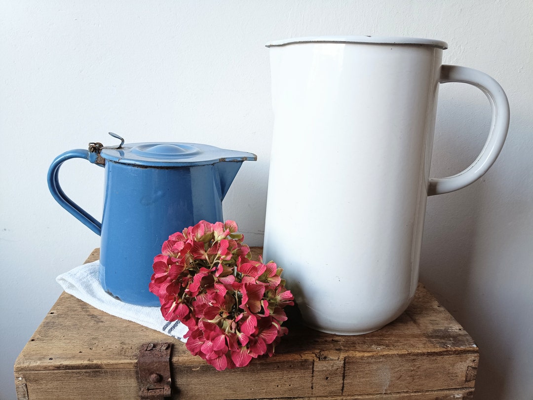 Vintage Enamel AW White Enamel Pitcher Westen Enamel Jug AW - Etsy