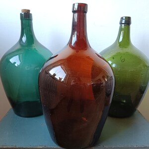 Vintage Brown Demijohn, Amber Demijohn, Green Demijohn, Hand Blown ...