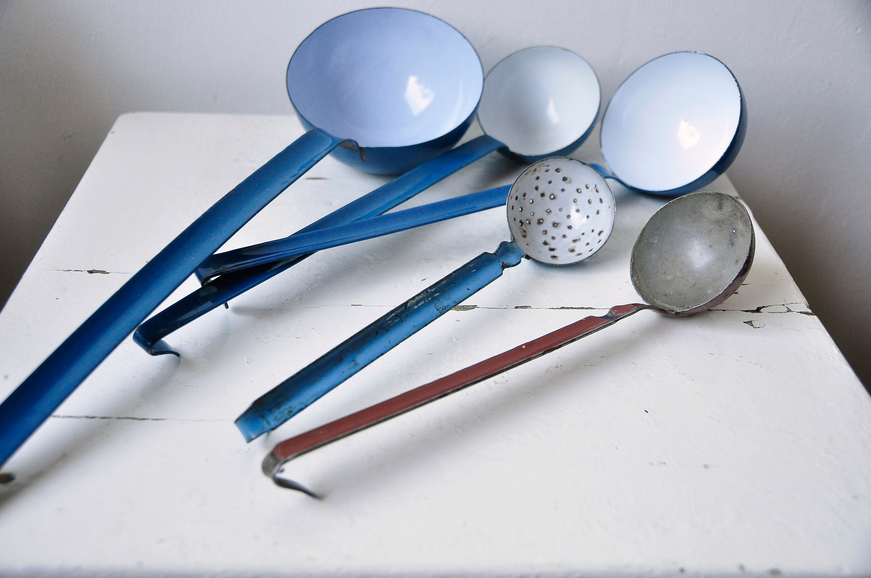 Vintage Enamel Ladle Vintage Enamel Soup Ladle Blue Brown | Etsy