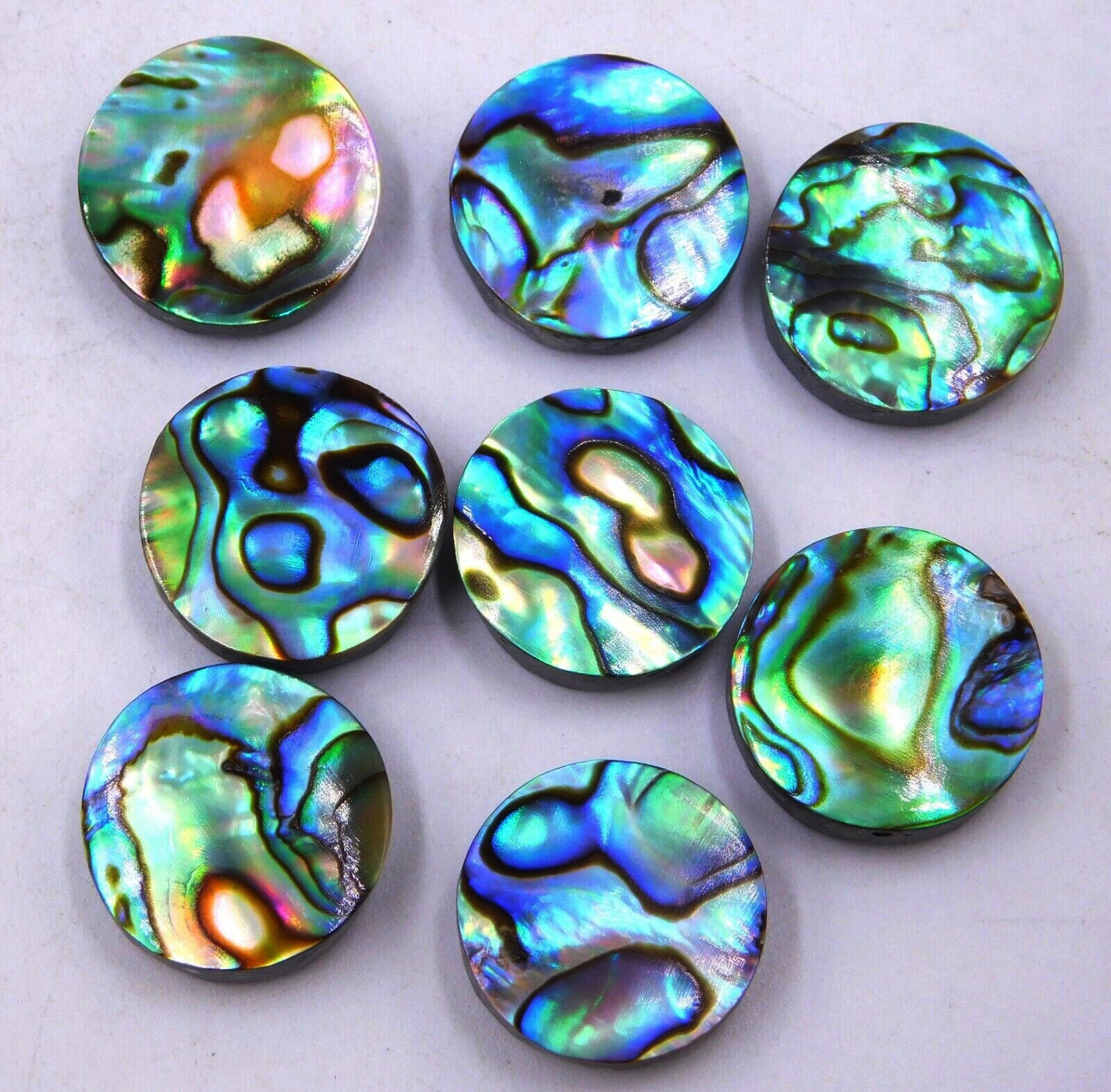 Natural Abalone Shell Coin Both Side Flat Round Discs Shape Gemstone 4 ...