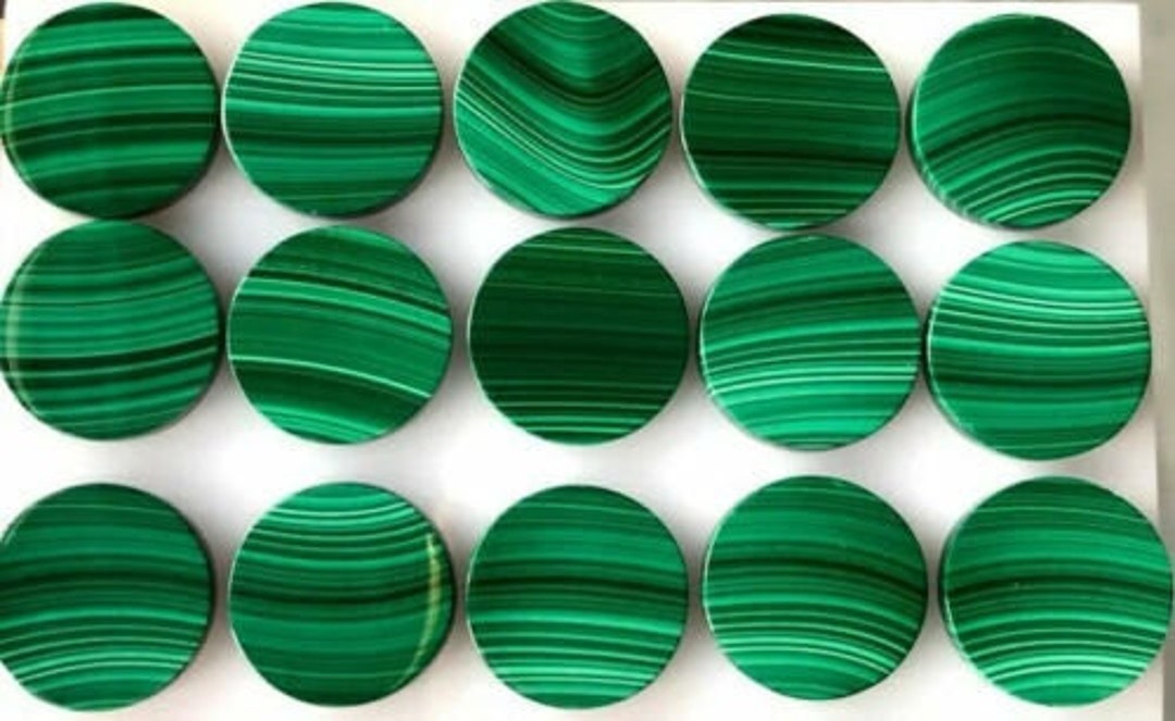 Natural Malachite Round Flat Disc Shape Calibrated Cabochons for ...
