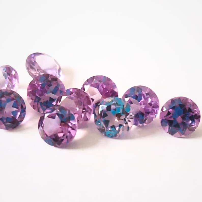 Alexandrite Stone Loose Faceted Brilliant Cut Gemstone for Jewellery Making, Color Changing ...