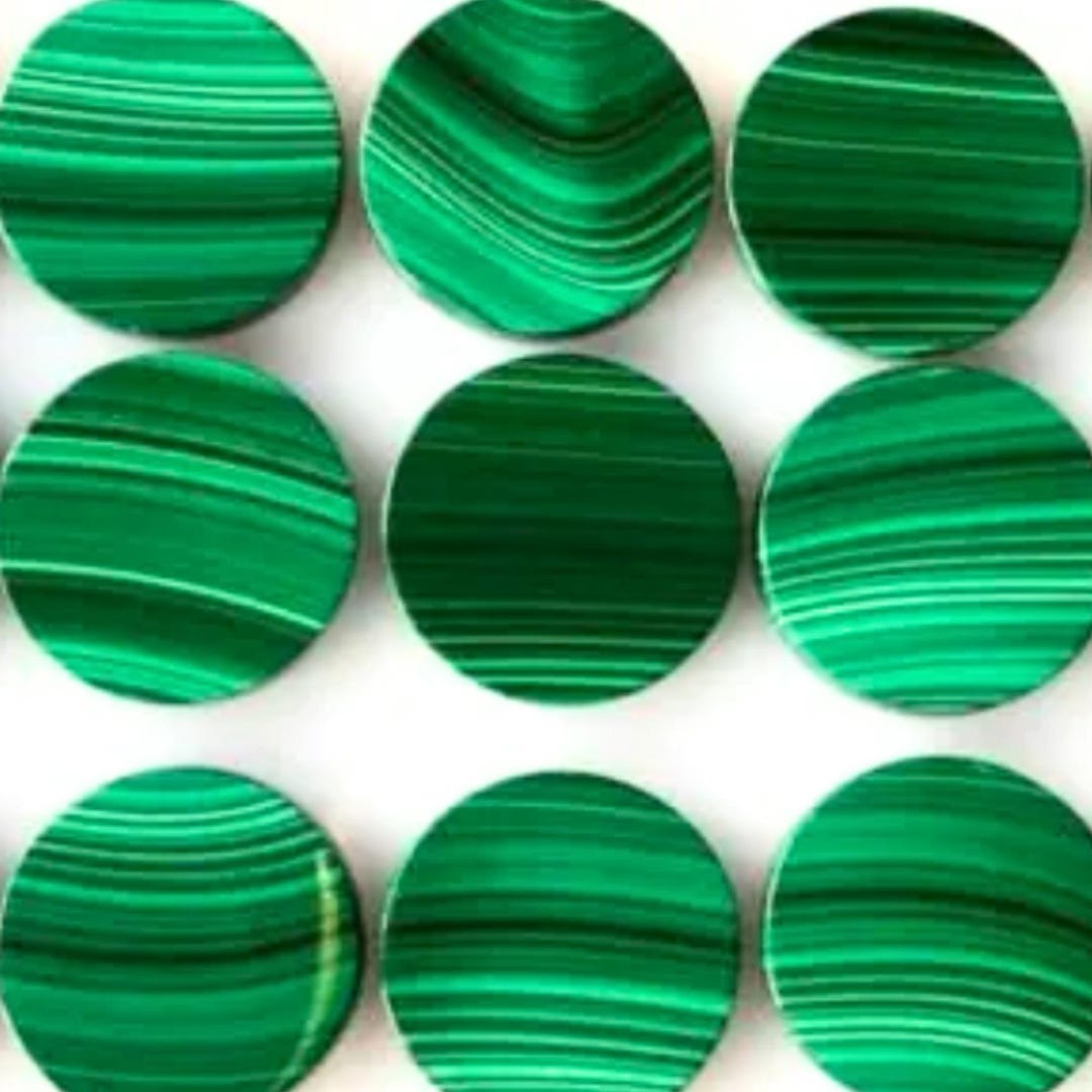 Natural Malachite Round Flat Disc Shape Calibrated Cabochons for ...