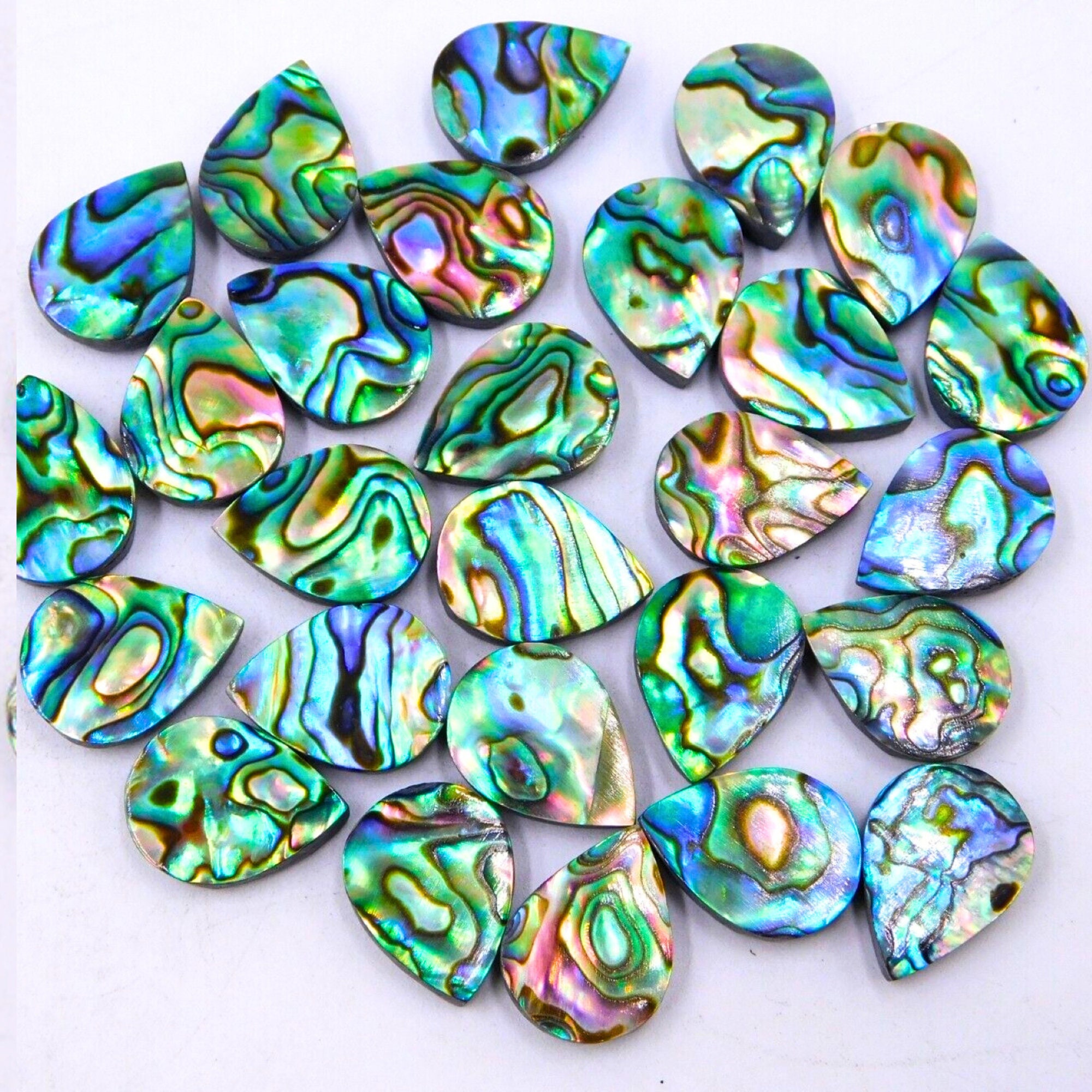 Natural Abalone Shell Pear Shape Calibrated Size 3x5, 4x6, 5x7, 6x8 ...