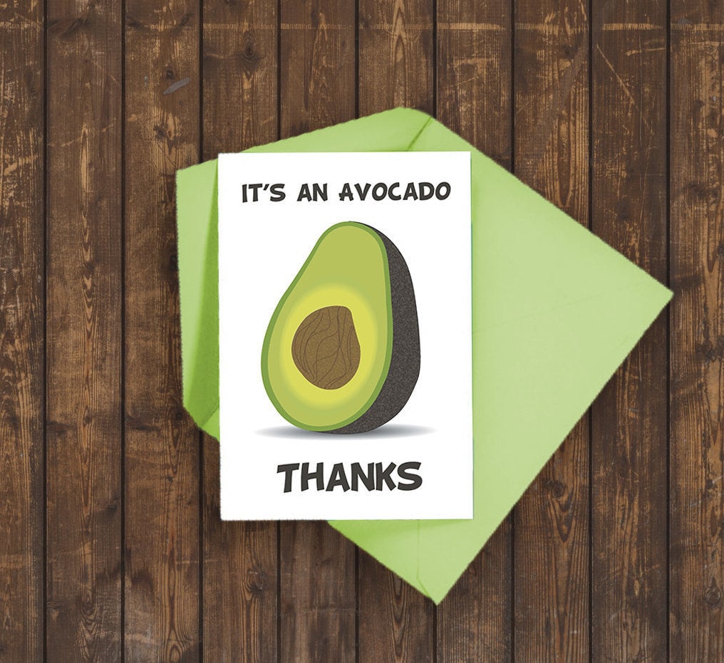 Thank You Card, It's an Avocado Thanks, Printable Greeting Card, Famous ...
