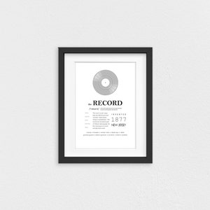 Record, Printable Wall Art, Record Facts, Record History, Record Player ...