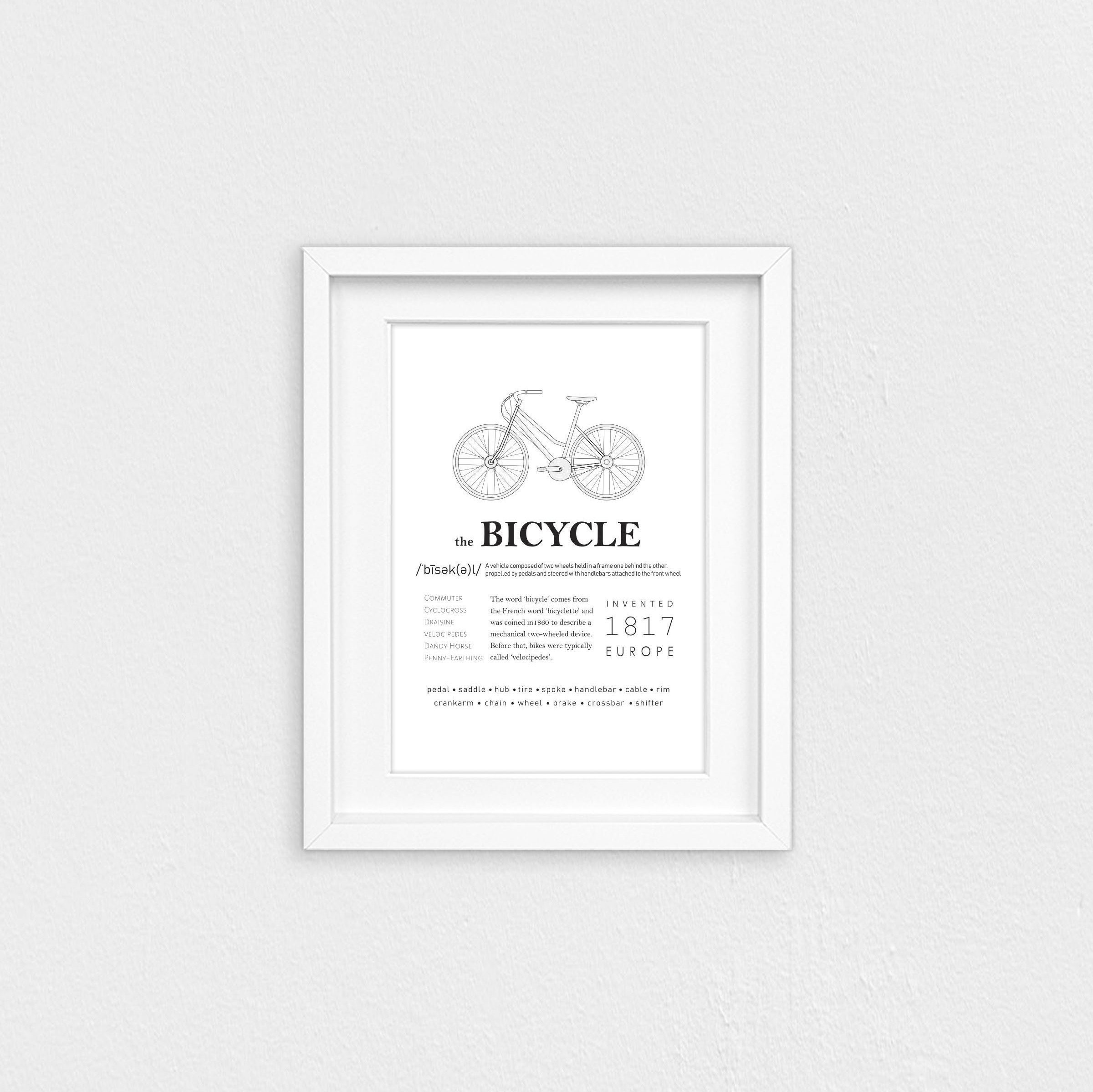 Bicycle, Printable Wall Art, Bicycle Facts, Bicycle History ...