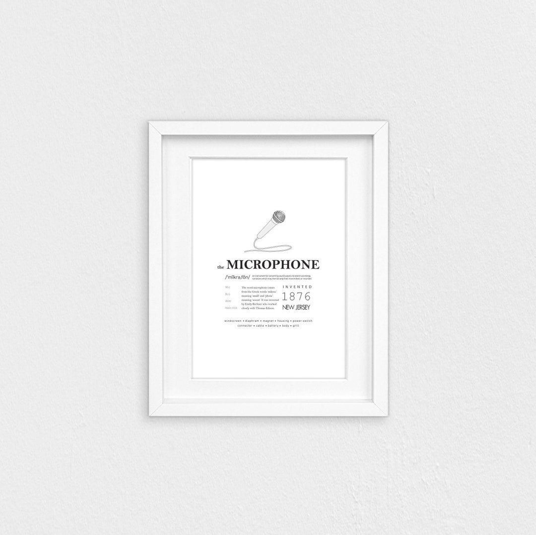 Microphone, Printable Wall Art, Mic Facts, Microphone History, Sound ...