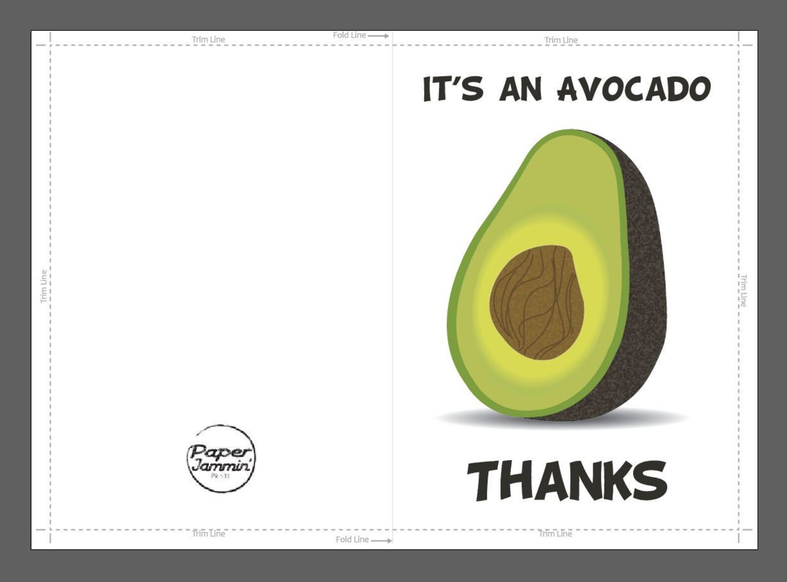 Thank You Card, It's an Avocado Thanks, Printable Greeting Card, Famous ...