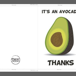 Thank You Card, It's an Avocado Thanks, Printable Greeting Card, Famous ...