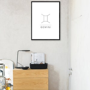Gemini Print, Astrology Poster, Minimalist Zodiac, Zodiac Poster ...
