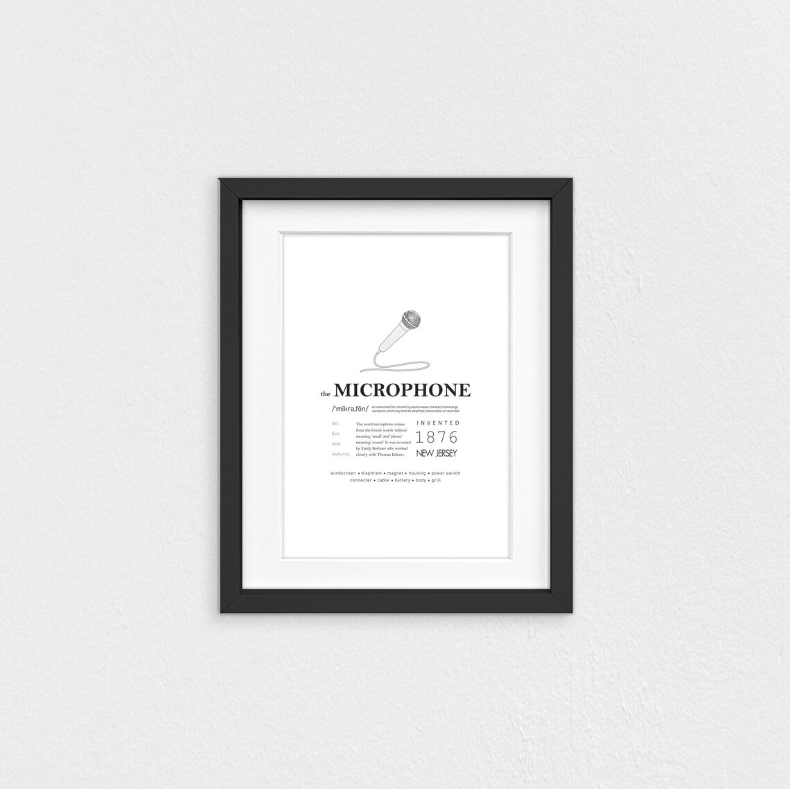 Microphone, Printable Wall Art, Mic Facts, Microphone History, Sound ...