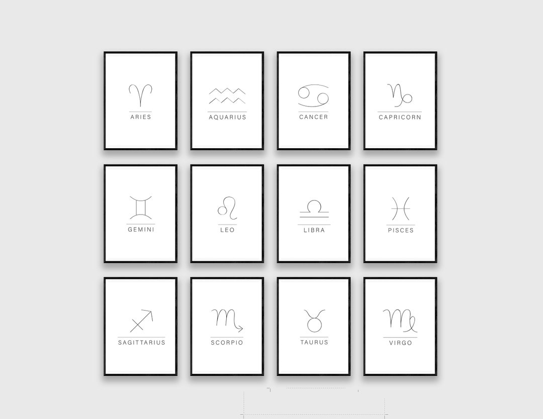 Zodiac Print Set, Astrology Posters, Minimalist Zodiac, Zodiac Signs ...